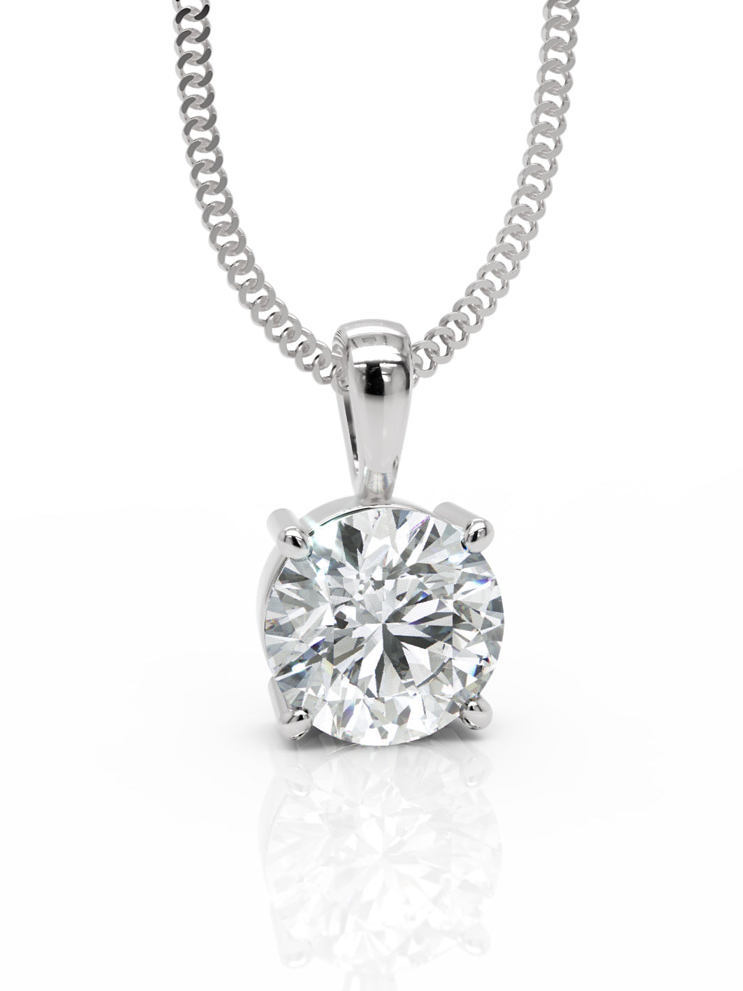 Platinum 1.50ct laboratory grown diamond 4 claw pendant on 18ct white ...