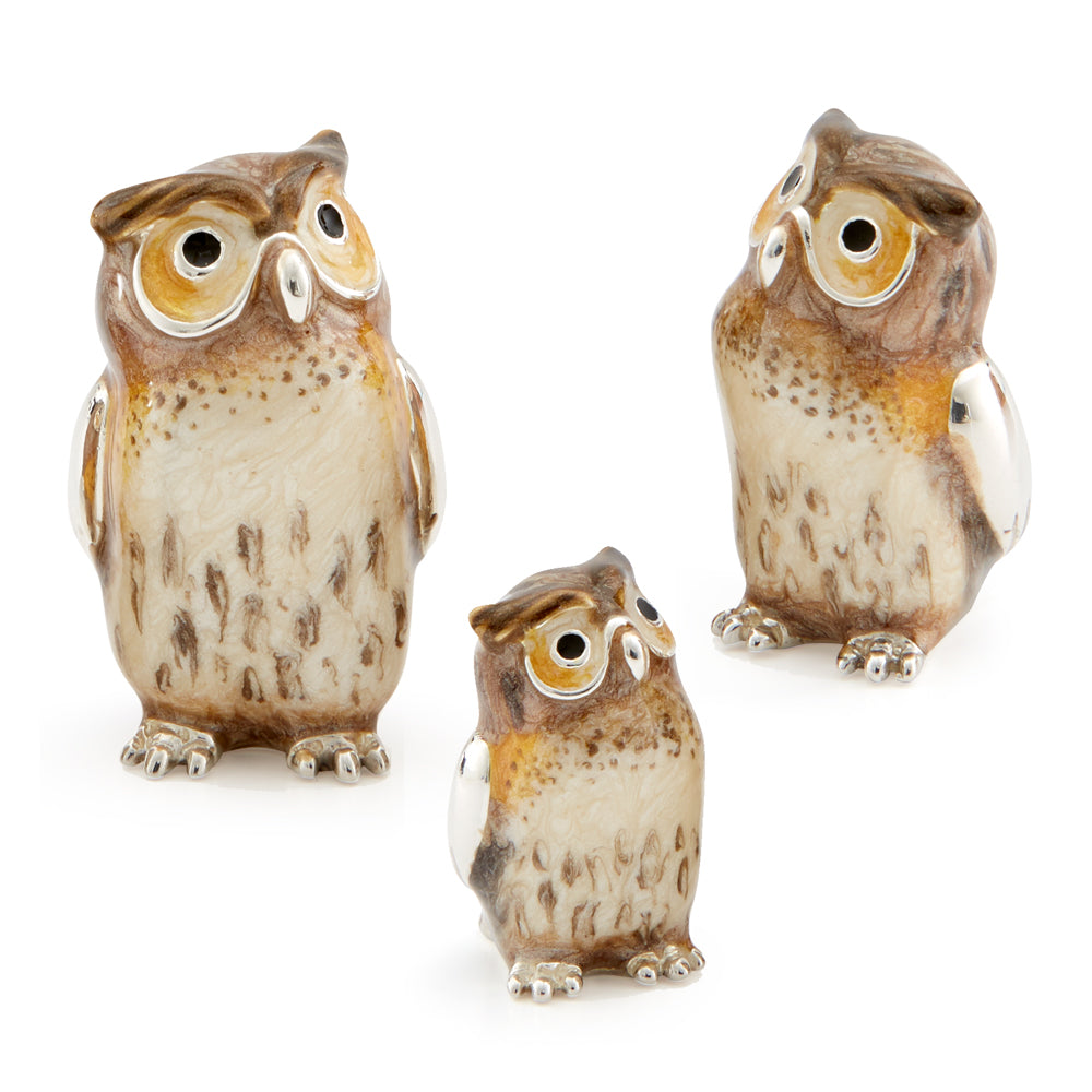 Saturno Silver & Enamelled Owl Family – Offord & Sons