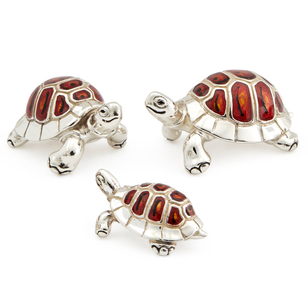 Saturno Silver & Enamelled Tortoise Family – Red – Offord & Sons