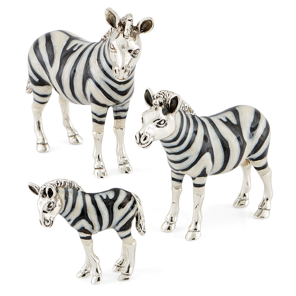 Saturno Silver & Enamelled Zebra Family – Offord & Sons