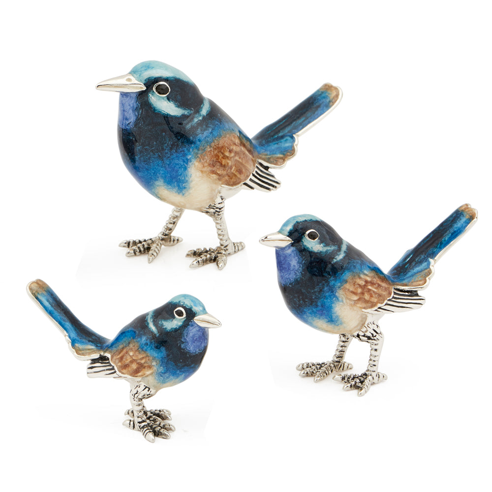 Saturno Silver & Enamelled Bluebird Family – Offord & Sons
