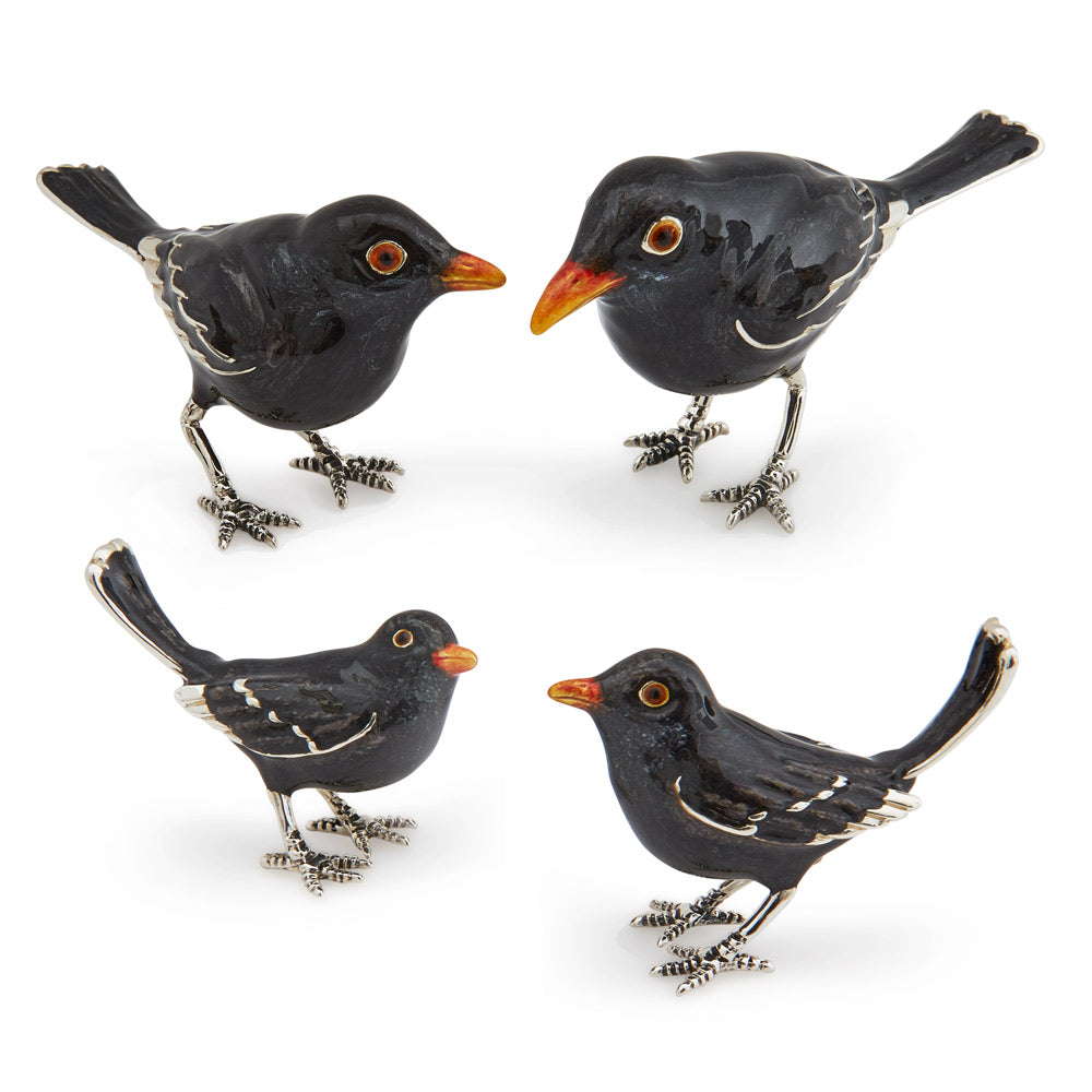 Saturno Silver & Enamelled Blackbird Family – Offord & Sons