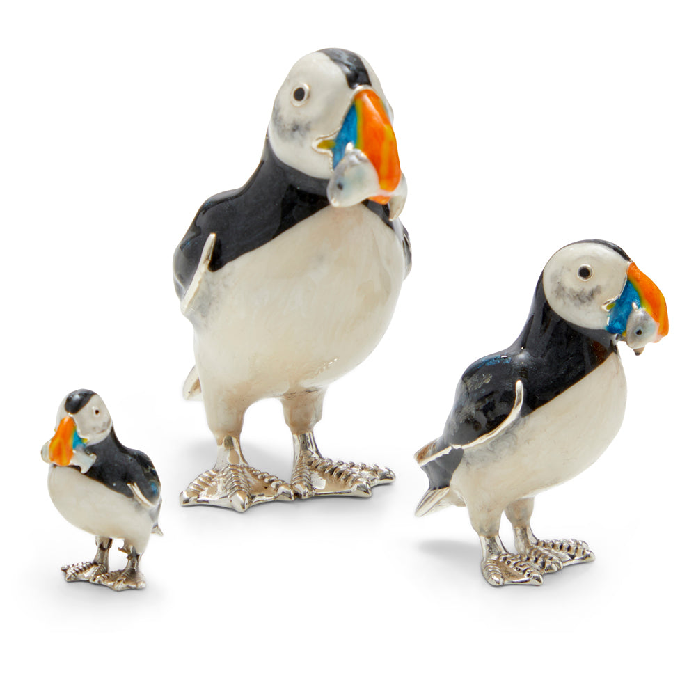 Saturno Silver & Enamelled Puffin with Fish – Offord & Sons
