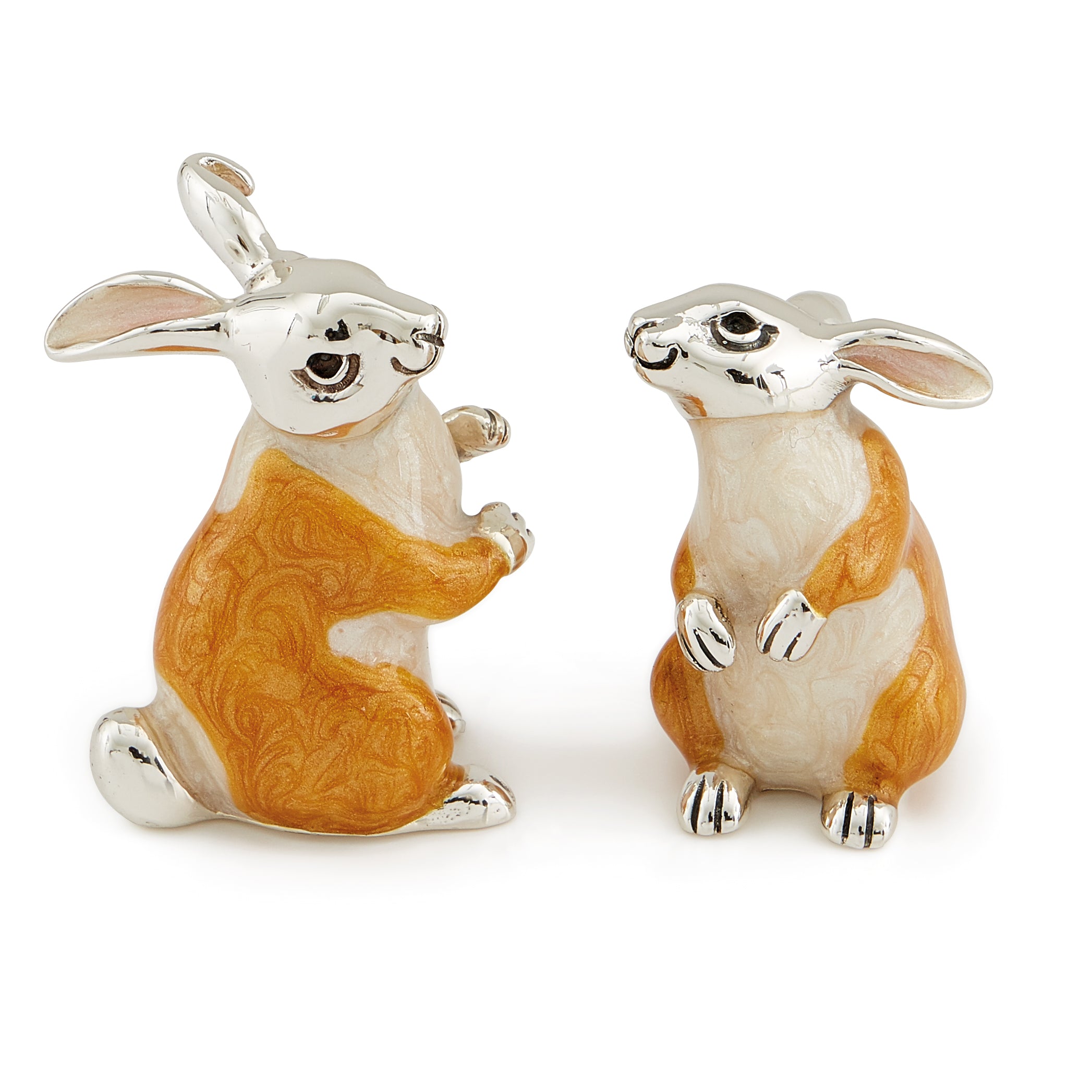 Saturno Silver & Enamelled Rabbit Couple - Enamel Orange Body – Offord ...