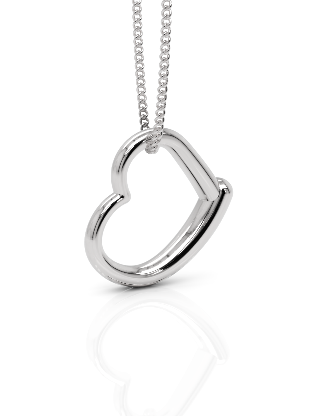 9ct white gold graduated open heart pendant on chain. – Offord & Sons